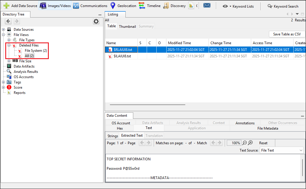 Recovering Deleted Files (Basic) Using Autopsy